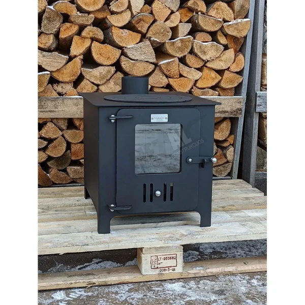 Stove – Fireplace 8kW with fireclay bricks and cast-iron rings ...